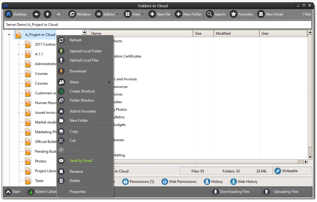 Upload and Download files and folders | Manual Dataprius