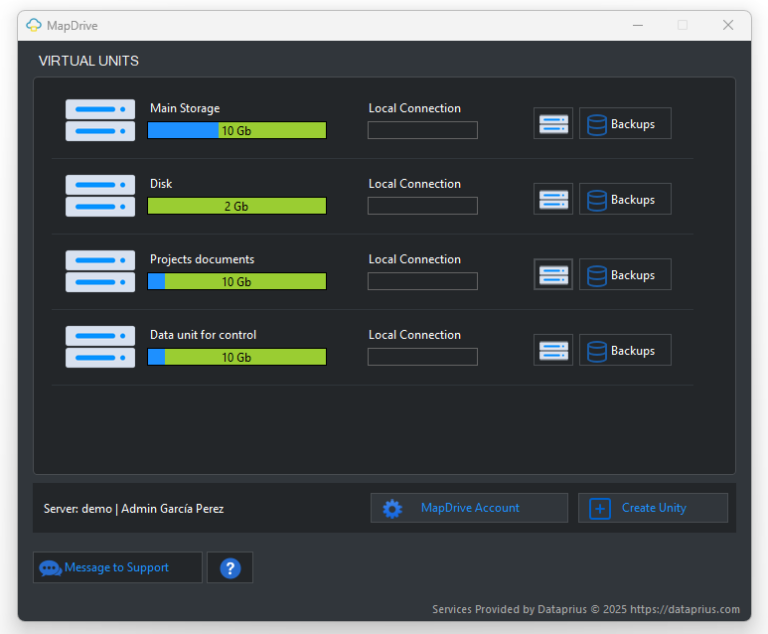 MapDrive. Network drive mapping in the Cloud. - Manual Dataprius